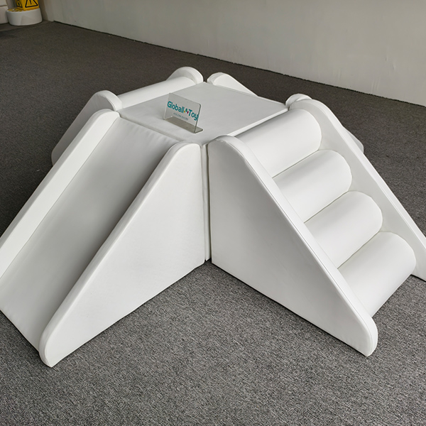 White Soft Play Slide, Fence & Rocker Set – Indoor Toddler Playground ...