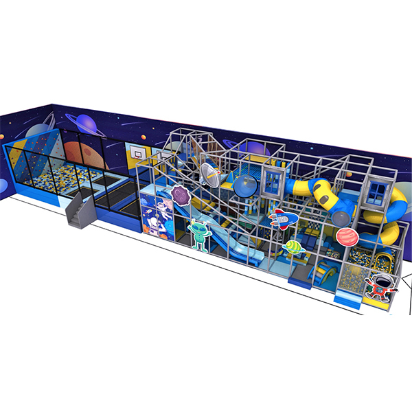 Space Theme Indoor Playground with Trampoline Zone and Slides | Globalltoy